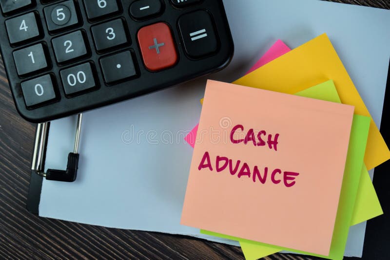 Concept Cash Advance Write Sticky Notes Isolated Wooden Table Stock ...