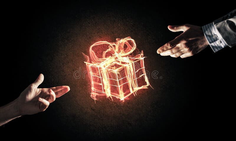 Concept of Celebration with Fire Burning Gift Symbol and Creatio Stock ...