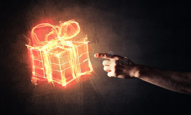 Concept Of Celebration With Fire Burning Gift Symbol And Creation ...