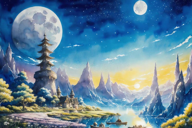 Celestial Dreamscape .AI Generated Stock Illustration - Illustration of ...