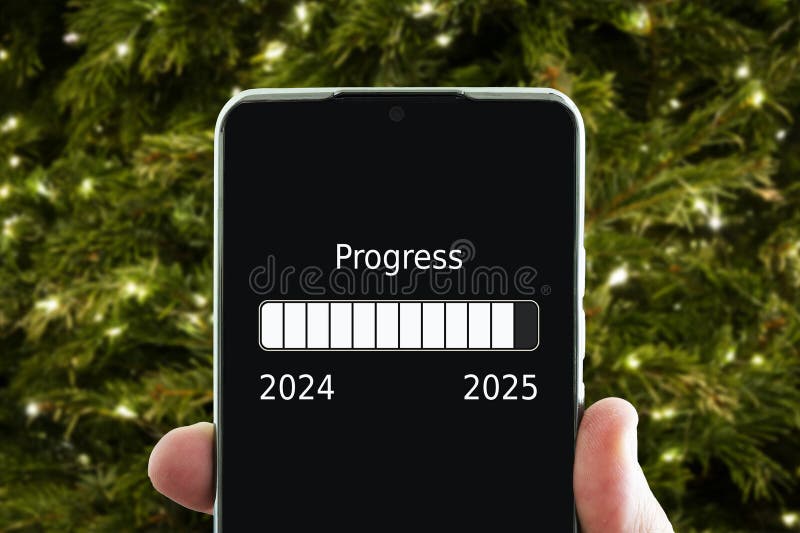 Concept of Changing the Year from 2024 To 2025. Smartphone on the ...