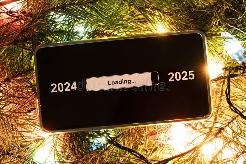 Concept of Changing the Year from 2024 To 2025. Smartphone on the ...