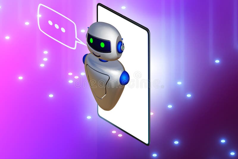 Concept of Chat Bot - 3d Rendering Stock Illustration - Illustration of ...