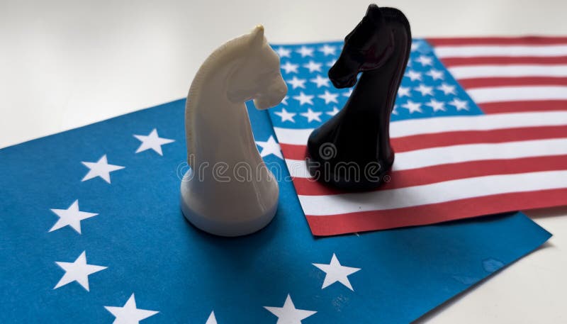 Concept with Chess Pieces - European Union and Usa Stock Image - Image ...