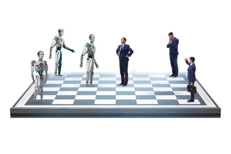 Concept of Chess Played by Humans Versus Robots Stock Illustration ...