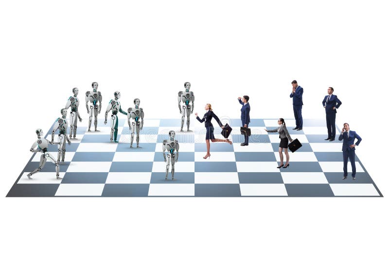 Concept of Chess Played by Humans Versus Robots Stock Illustration ...