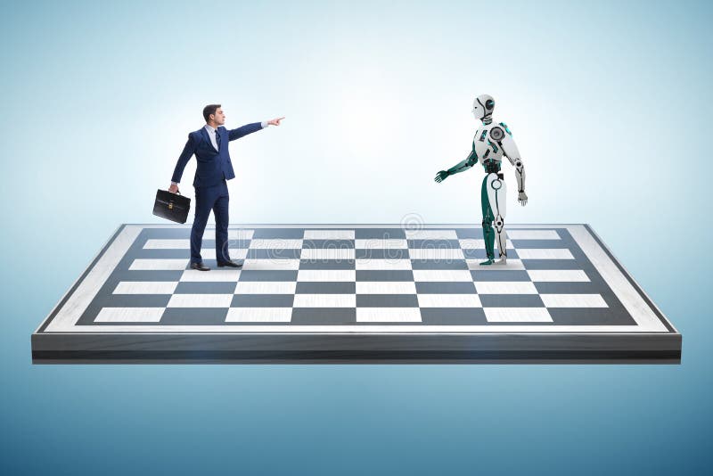 Concept of Chess Played by Humans Versus Robots Stock Photo - Image of ...
