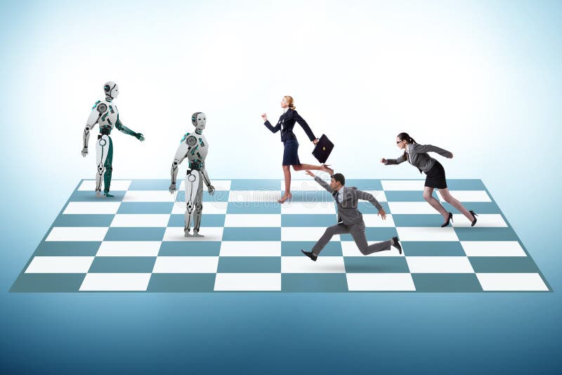 Concept of Chess Played by Humans Versus Robots Stock Image - Image of ...