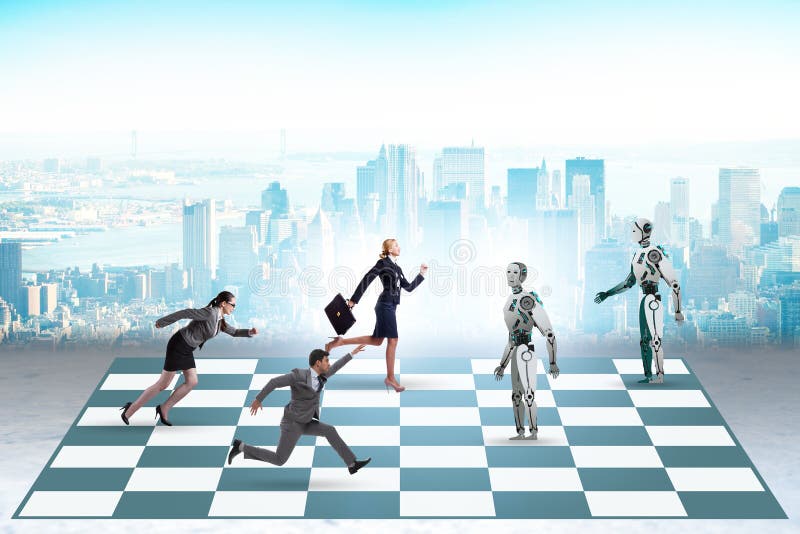 Concept of Chess Played by Humans Versus Robots Stock Image - Image of ...