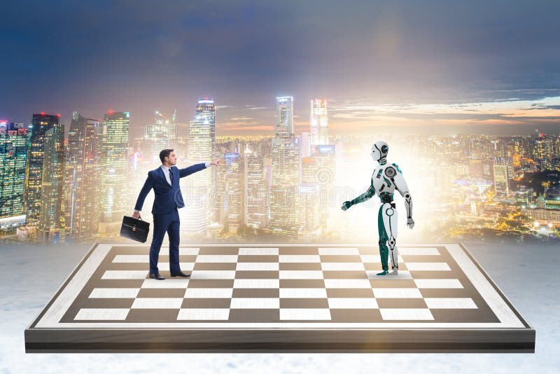 Concept of Chess Played by Humans Versus Robots Stock Photo - Image of ...