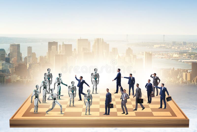 Concept of Chess Played by Humans Versus Robots Stock Photo - Image of ...