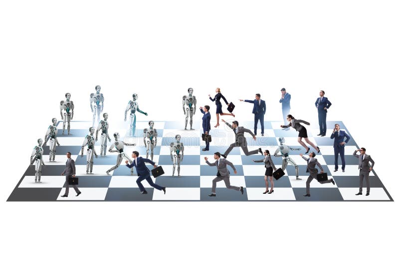 Concept of Chess Played by Humans Versus Robots Stock Photo - Image of ...
