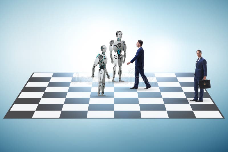 Concept of Chess Played by Humans Versus Robots Stock Photo - Image of ...