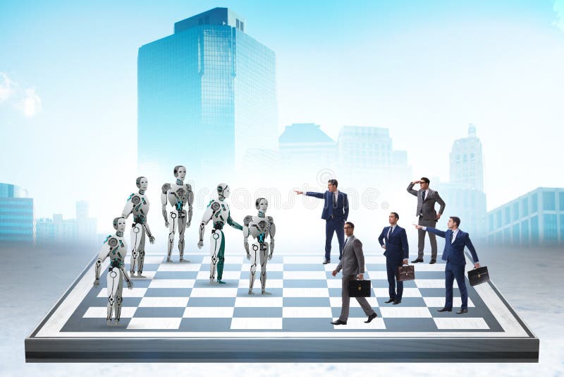 Concept of Chess Played by Humans Versus Robots Stock Image - Image of ...