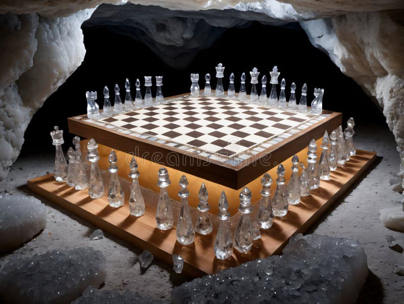A Chess Set in a Cave with a Light Shining on it. Generative AI Stock ...