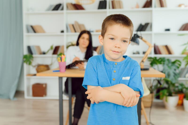 The Concept of Child Psychology. a Boy at the Psychologist Stock Photo ...