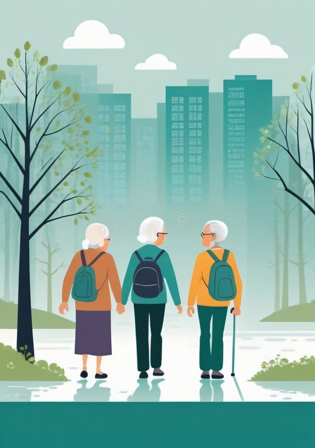 Childrens Illustration of Aging Population: an Image Representing the ...