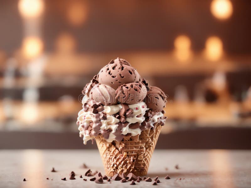 Chocolate Ice Cream Scooped Out of the Container. Generative AI Stock ...