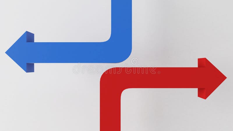 Concept of Choice in Decision Making. ,the Red and Blue Arrows Turn in ...