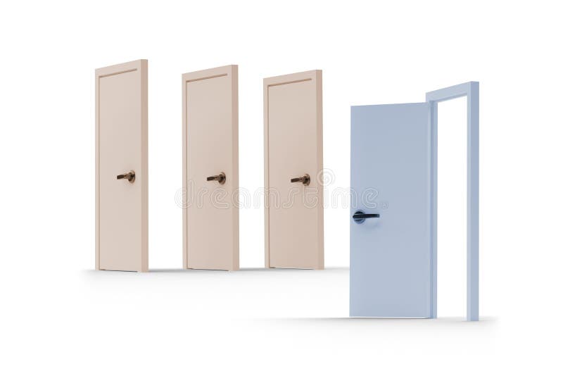 Concept of Choice with Many Doors Opportunity - 3d Rendering Stock ...