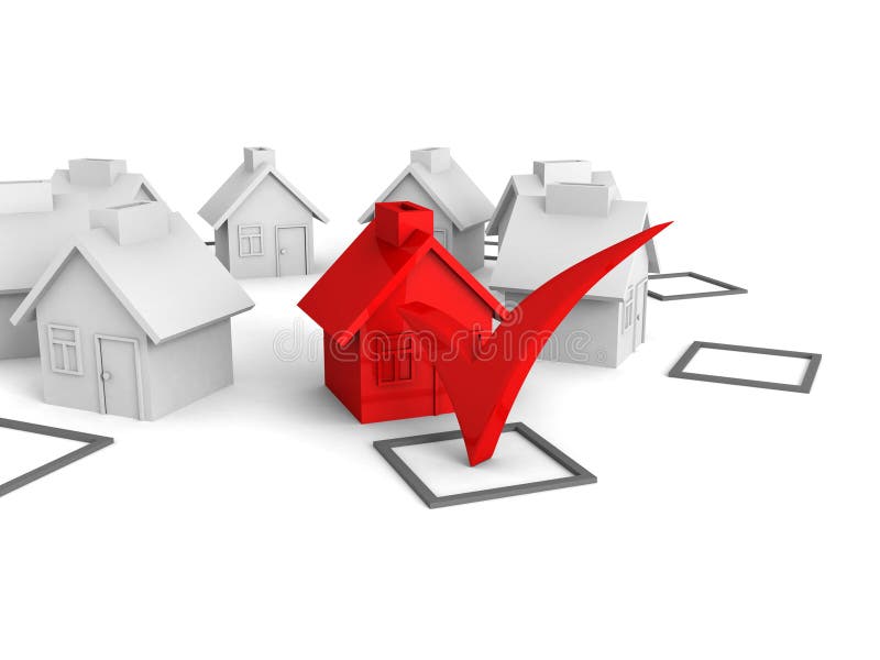 Concept Choice of House with Check Box Stock Photo - Image of mark ...