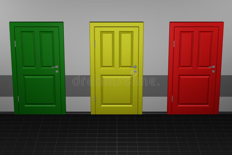 Concept - Choice, Three Doors Stock Illustration - Illustration of ...
