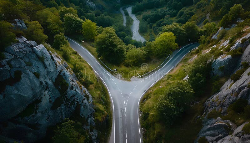 Concept of a Choice of a Way on a Road Fork Stock Photo - Image of ...