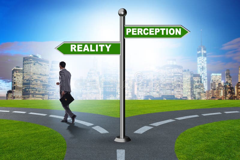 Concept of Choosing Perception or Reality Stock Illustration ...