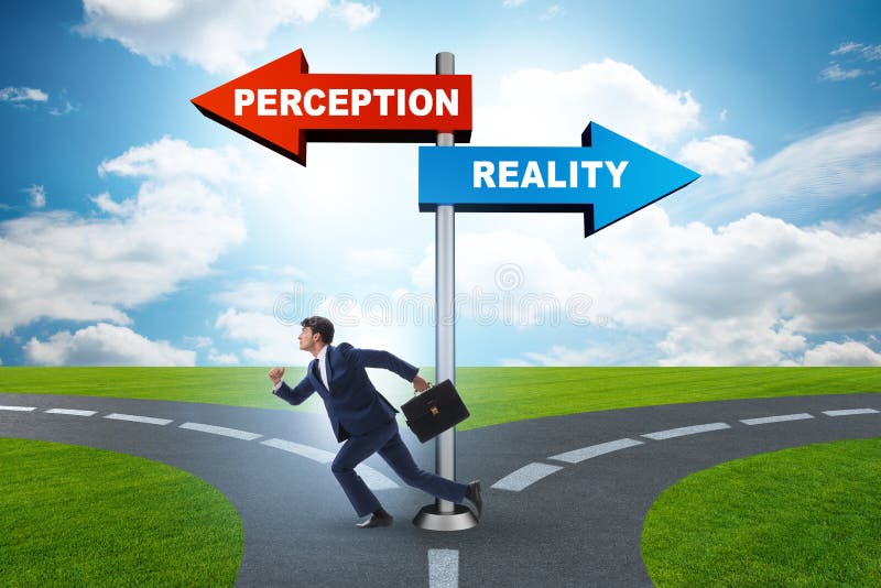 Concept of Choosing Perception or Reality Stock Photo - Image of fake ...