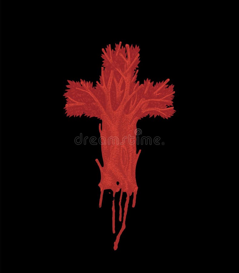 Concept of a Christian Cross in the Form of a Tree Stock Vector ...