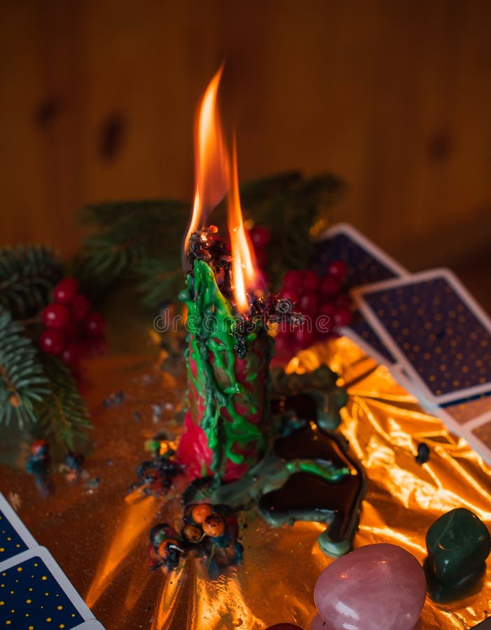 Christmas Divination, Rituals with a Candle Stock Photo - Image of ...