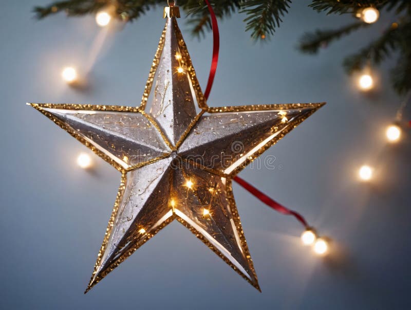 A Christmas Star Hanging on a Tree. Generative AI Stock Illustration ...