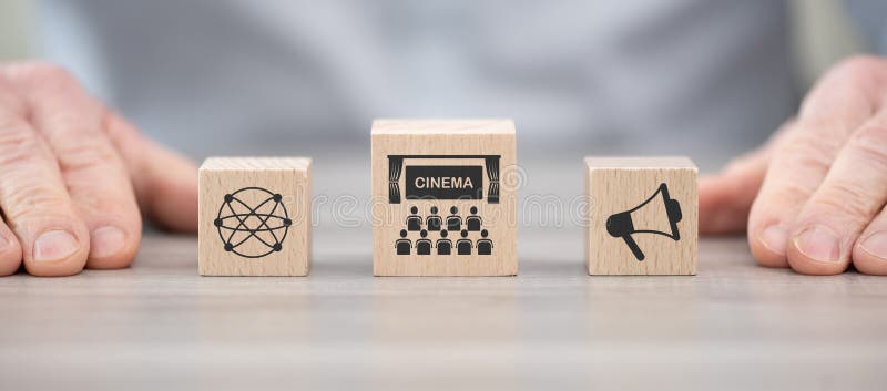 Concept of cinema stock photo. Image of cube, block - 308881644