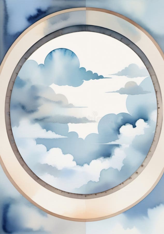 A Circular Window with Clouds in the Sky. Generative AI Stock Image ...