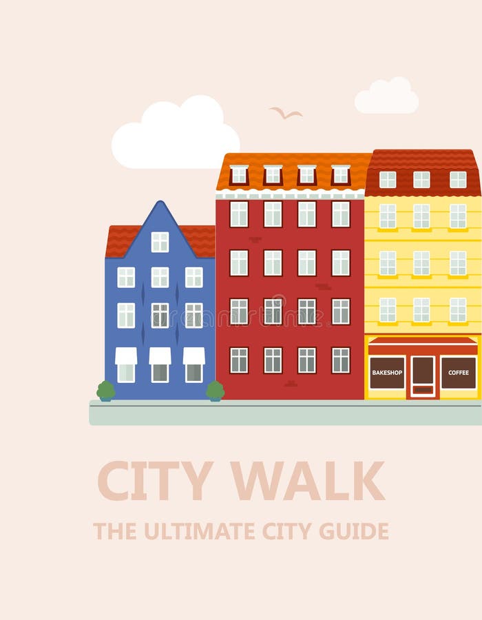 Concept for City Guide. Beautiful Town Houses. Stock Vector ...