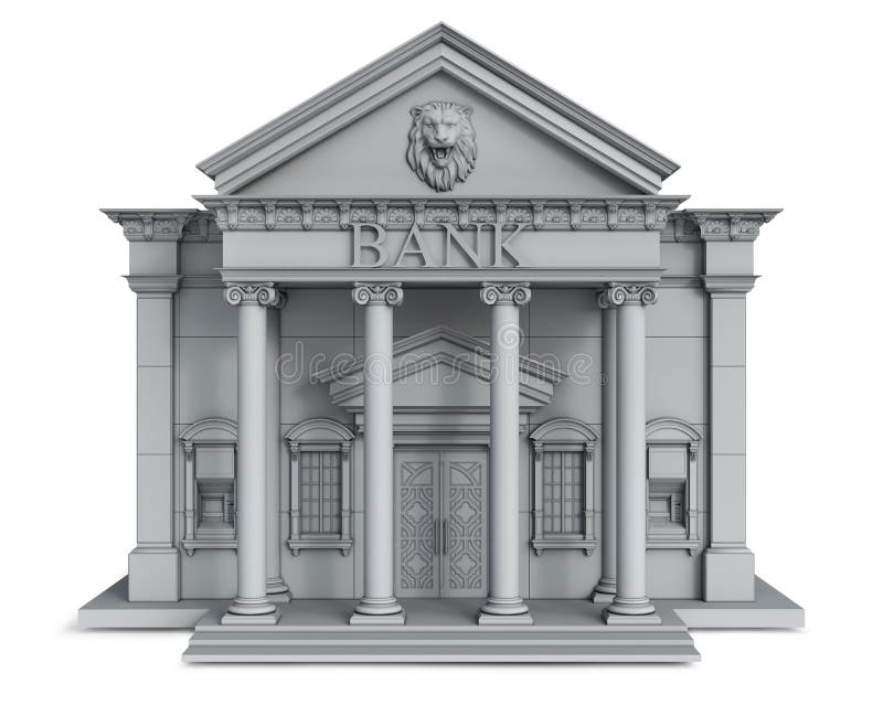 Concept of Bank Building among the Stack of Money Stock Illustration ...