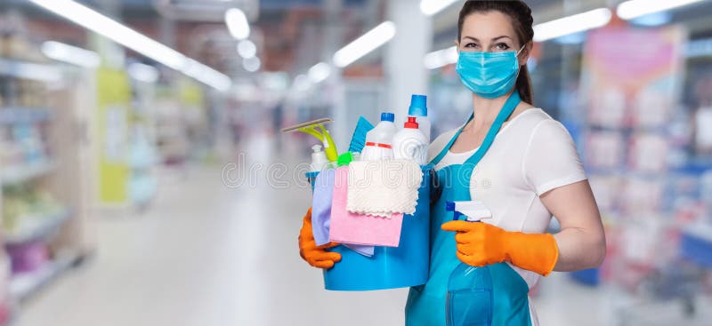 Concept of Cleaning Stores and Supermarkets Stock Image - Image of ...