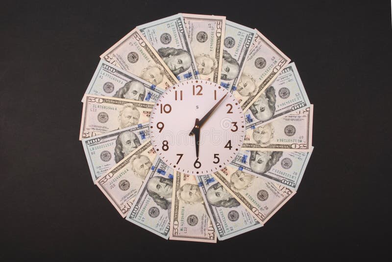 Concept of Clock and Dollar. Clock on Mandala Kaleidoscope from Money ...