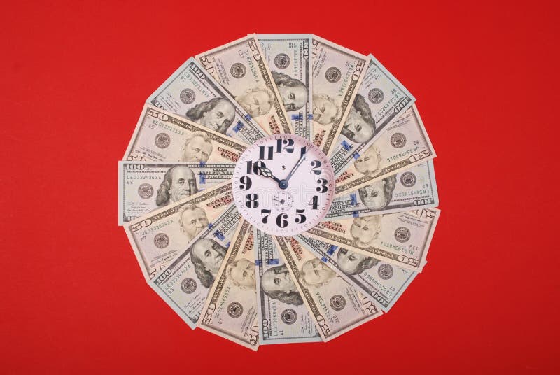 Concept of Clock and Dollar. Clock on Mandala Kaleidoscope from Money ...