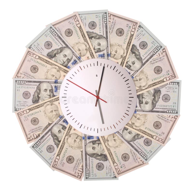 Concept of Clock and Dollar. Clock on Mandala Kaleidoscope from Money ...