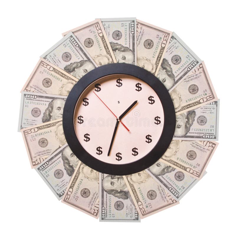Concept of Clock and Dollar. Clock on Mandala Kaleidoscope from Money ...