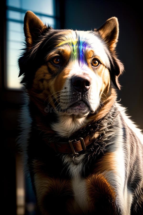 A Close Up of a Dog Wearing a Collar. Generative AI Stock Illustration ...
