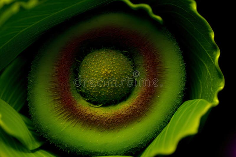 A Close Up of a Green Leaf with a Red Center. Generative AI Stock ...