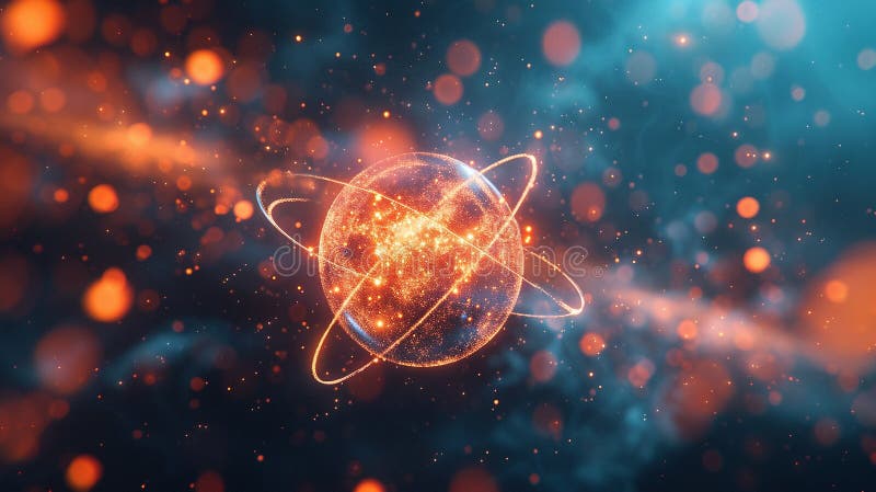 Concept of a Close-up Image of an Atom Model for Nuclear Energy. Sci-fi ...