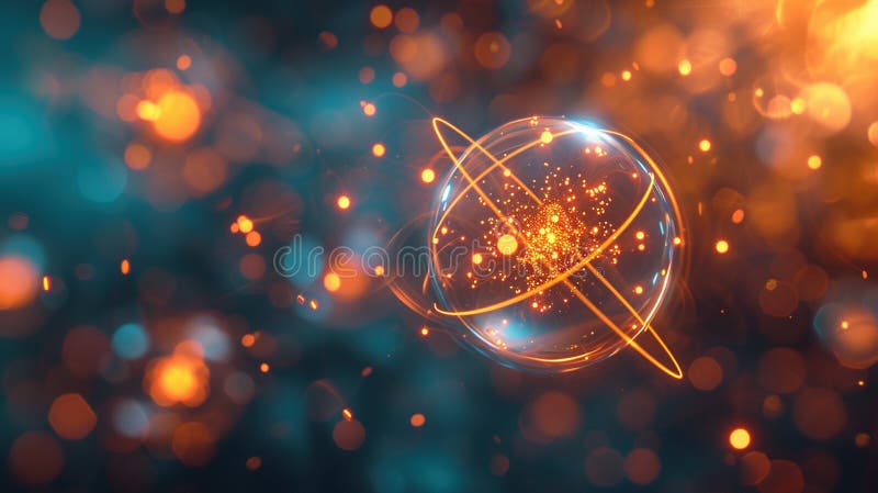 Concept of a Close-up Image of an Atom Model for Nuclear Energy. Sci-fi ...
