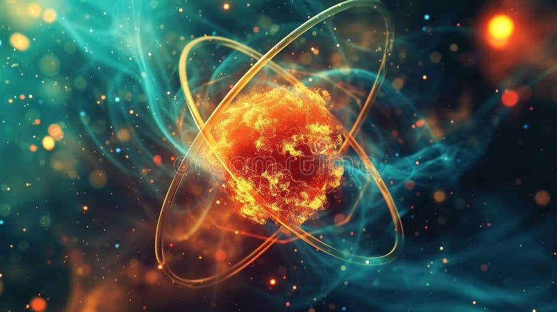 Concept of a Close-up Image of an Atom Model for Nuclear Energy. Sci-fi ...