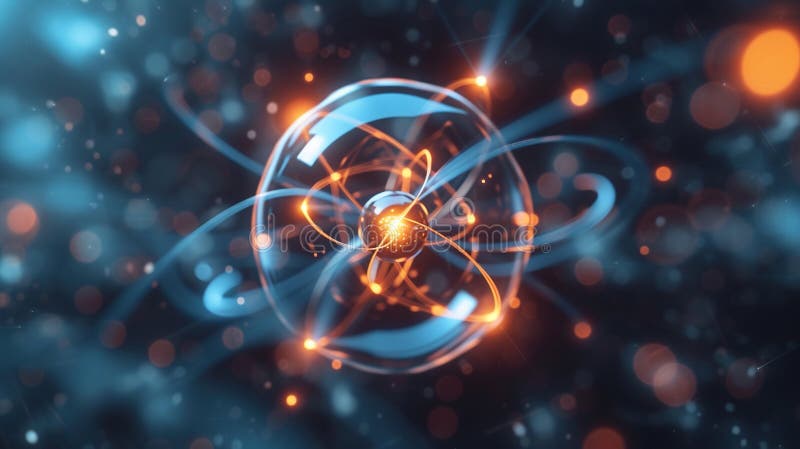 Concept of a Close-up Image of an Atom Model for Nuclear Energy. Sci-fi ...