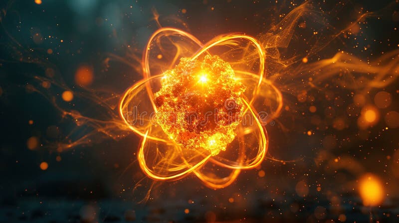 Concept of a Close-up Image of an Atom Model for Nuclear Energy. Sci-fi ...