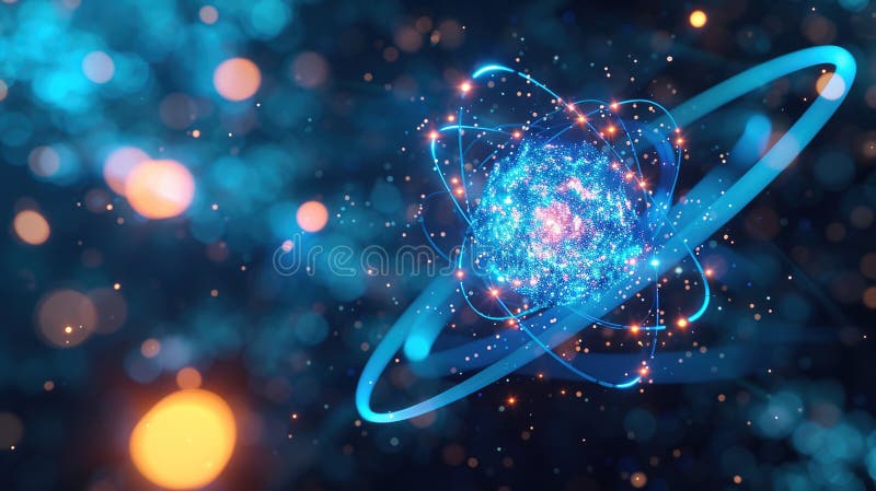 Concept of a Close-up Image of an Atom Model for Nuclear Energy. Sci-fi ...