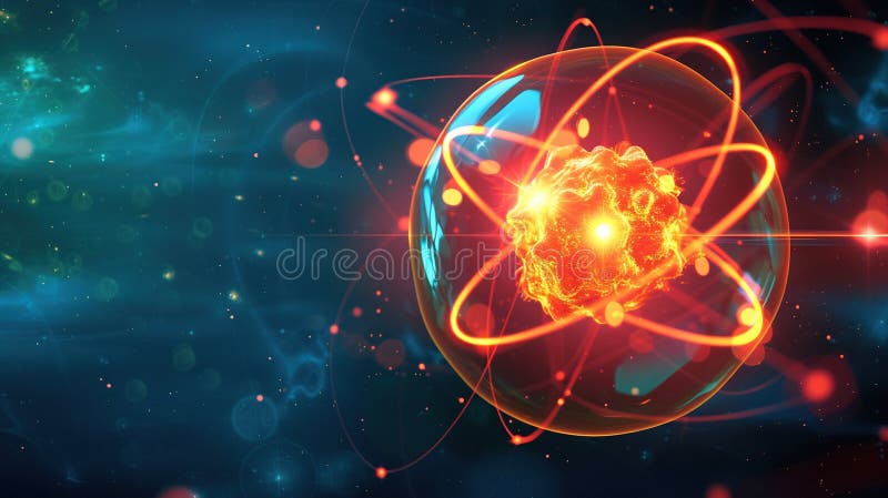 Concept of a Close-up Image of an Atom Model for Nuclear Energy. Sci-fi ...